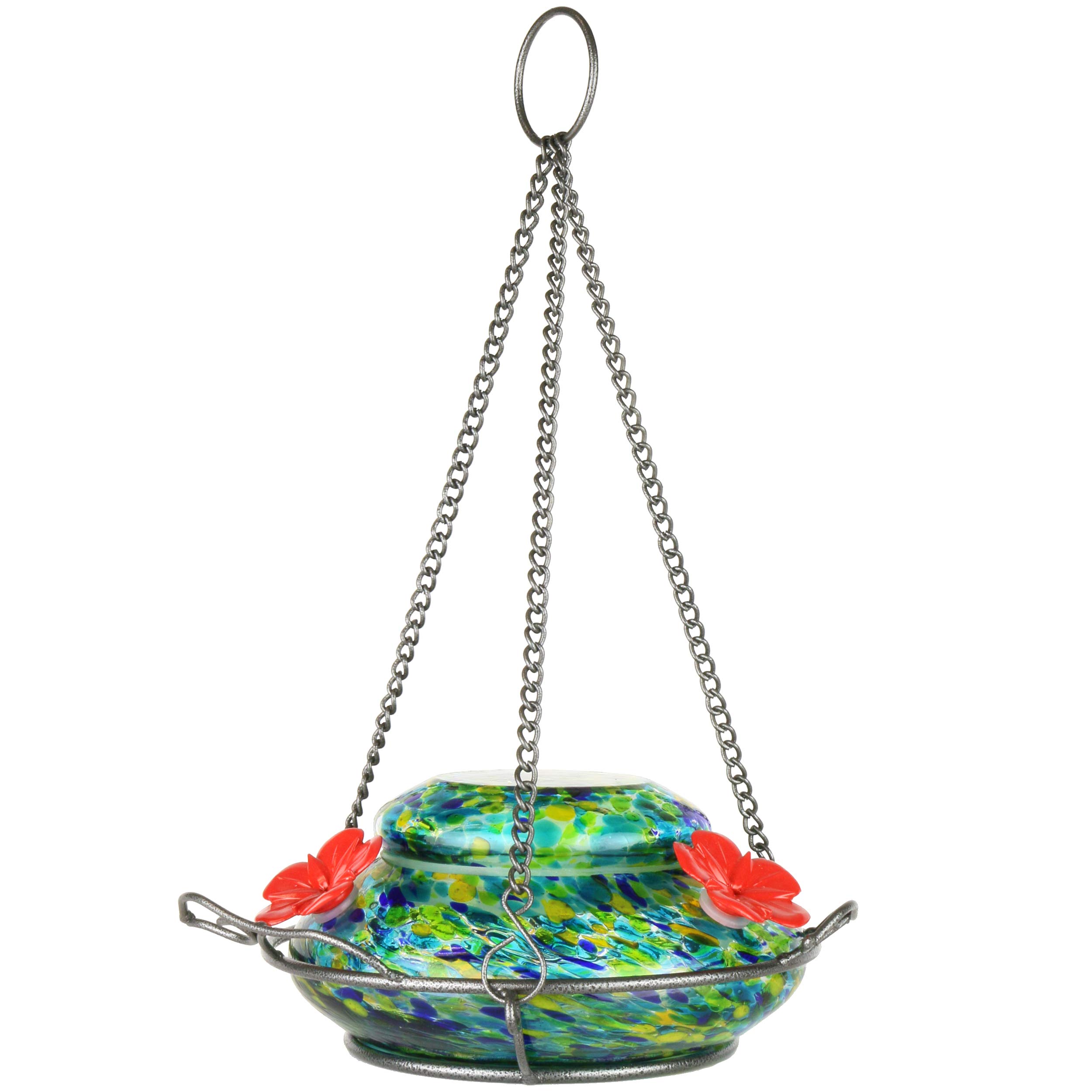 Nature's Way Bird Products WWGHF7 Hand Blown Spring Rain Illuminated Hummingbird Dish Feeder