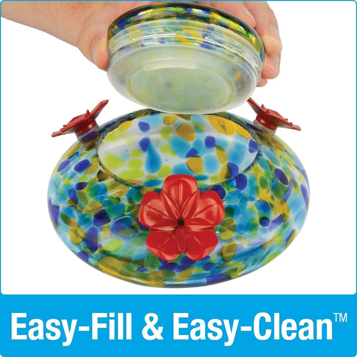 Nature's Way Bird Products WWGHF7 Hand Blown Spring Rain Illuminated Hummingbird Dish Feeder