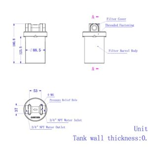 INTBUYING Heavy Duty Water Filter Shell Housing Whole House Water Purification of 304 Stainless Steel -5 inch Filter 3/4 inch NPT Inlet and Outlet with Bracket and Wrench Pin