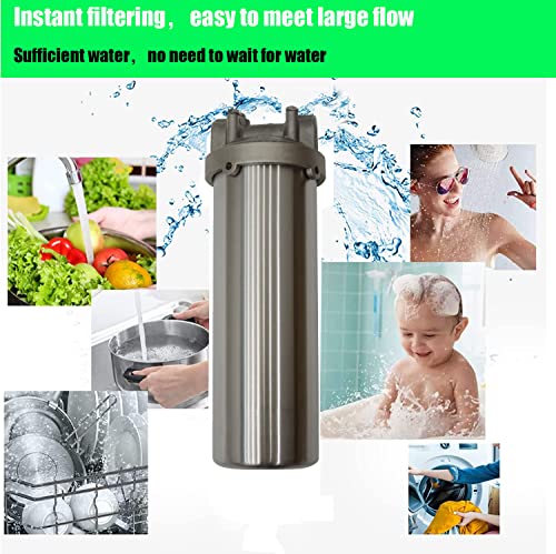 INTBUYING Heavy Duty Water Filter Shell Housing Whole House Water Purification of 304 Stainless Steel -5 inch Filter 3/4 inch NPT Inlet and Outlet with Bracket and Wrench Pin