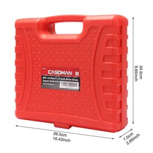 CASOMAN 1/2-Inch Drive Deep Spindle Axle Nut Impact Socket Set,12 Point, Metric, CR-MO, 29,30 32 34 35,36,38,39mm 8 Piece 1/2" Heavy Duty Impact Socket Set