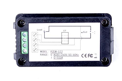 KNACRO AC 80V-260V Current Voltage Amperage Power Energy Panel Meter LCD Digital Display Ammeter Voltmeter Multimeter (100A(Current CT))