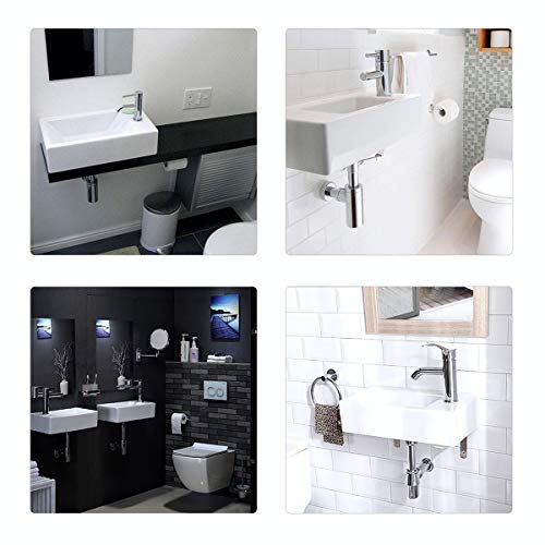 Gimify Bathroom Corner Sink Wall Hung Basin Rectangular Wall Mounted Small Cloakroom Sink Ceramic Modern in White - Faucet & No Overflow Drain Included