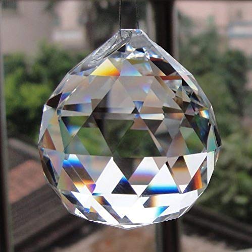 Petrichor Feng Shui Clear Crystal Hanging Ball for Good Luck & Prosperity - Home Decoration/Gifting (80 MM/Pack of 2)