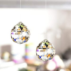 Petrichor Feng Shui Clear Crystal Hanging Ball for Good Luck & Prosperity - Home Decoration/Gifting (80 MM/Pack of 2)