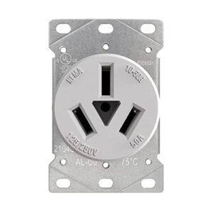 aida 10-50r outlet 50 amp 3 pole, 3 wire 125/250 volts non-grounding heavy duty flush mount power outlet receptacle for ev charger, dryer, welder, air compressor, rv, generator, ul listed, 030636