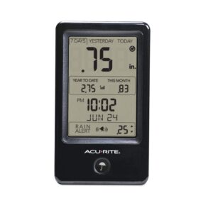 AcuRite 02446M Wireless Rain Gauge with Indoor Digital Display, Black