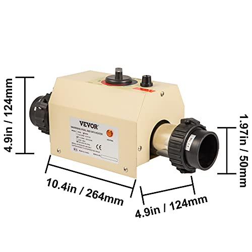 Happybuy Electric Water Heater fit for Thermostat 2KW 220V Electric Water Heater fit for Thermostat for Max 528 Gallon Mini Swimming Pool SPA Swimming Pool fit for Thermostat Automated 50mm Interface