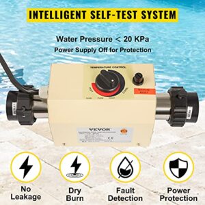 Happybuy Electric Water Heater fit for Thermostat 2KW 220V Electric Water Heater fit for Thermostat for Max 528 Gallon Mini Swimming Pool SPA Swimming Pool fit for Thermostat Automated 50mm Interface