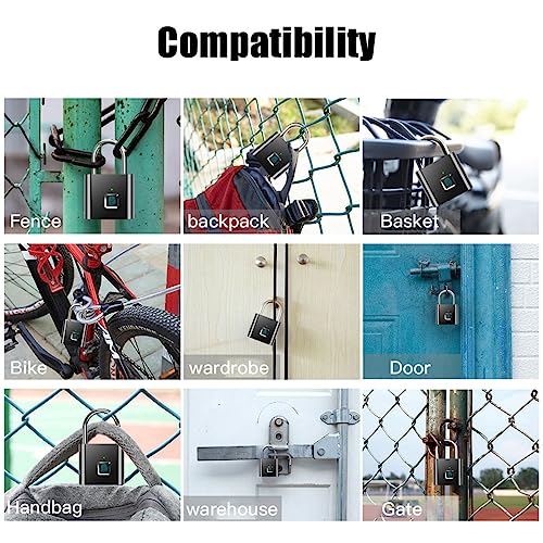 Fingerprint Padlock,AICase Ultra Light One Touch Open Fingerprint Lock with USB Charging for Gym, Sports, School Employee Locker,Fence, Suitcase,Bike No App, No Bluetooth，No Trouble