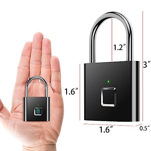 Fingerprint Padlock,AICase Ultra Light One Touch Open Fingerprint Lock with USB Charging for Gym, Sports, School Employee Locker,Fence, Suitcase,Bike No App, No Bluetooth，No Trouble