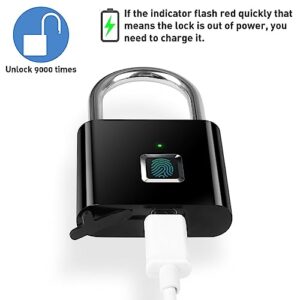 Fingerprint Padlock,AICase Ultra Light One Touch Open Fingerprint Lock with USB Charging for Gym, Sports, School Employee Locker,Fence, Suitcase,Bike No App, No Bluetooth，No Trouble