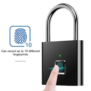 Fingerprint Padlock,AICase Ultra Light One Touch Open Fingerprint Lock with USB Charging for Gym, Sports, School Employee Locker,Fence, Suitcase,Bike No App, No Bluetooth，No Trouble