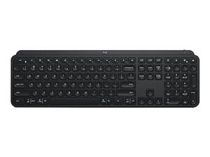 logitech mx keys advanced wireless illuminated keyboard, tactile responsive typing, backlighting, bluetooth, usb-c, apple macos, microsoft windows, linux, ios, android, metal build (black)