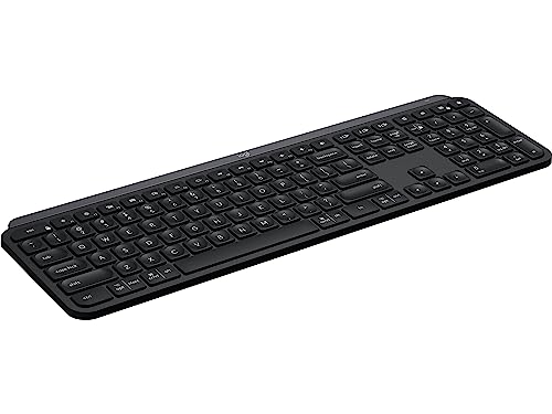 Logitech MX Keys Advanced Wireless Illuminated Keyboard, Tactile Responsive Typing, Backlighting, Bluetooth, USB-C, Apple macOS, Microsoft Windows, Linux, iOS, Android, Metal Build (Black)