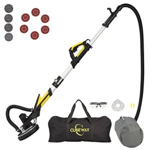 drywall sander with vacuum, labor-saving handle and unique fixture for ceiling sanding, electric drywall sander with led light, etl listed, cubeway