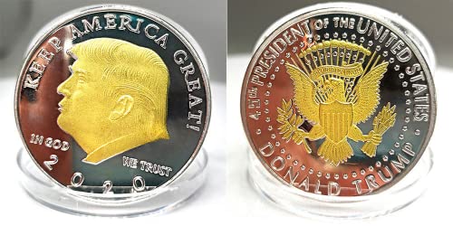 Donald Trump 2020 Challenge Coin Keep America Great United States Presidential Re-Election Campaign Gold Plated Collectible Eagle Coins with Hang Tag and Enclosure