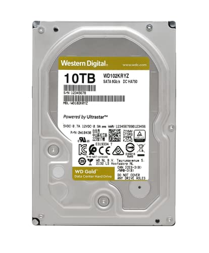 Western Digital 10TB WD Gold Enterprise Class Internal Hard Drive - 7200 RPM Class, SATA 6 Gb/s, 256 MB Cache, 3.5" - WD102KRYZ