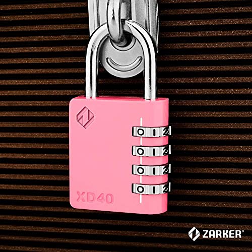 Zarker XD40 4-Digit Combination Padlock, Pink, 1-Pack