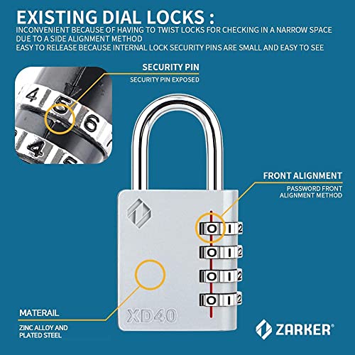 Zarker XD40 4-Digit Combination Padlock, Pink, 1-Pack