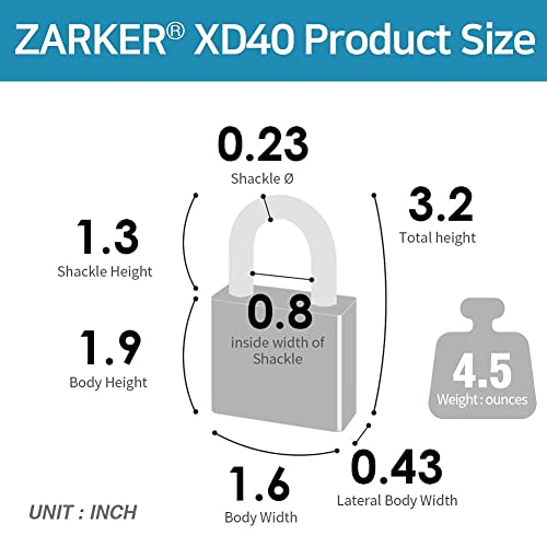 Zarker XD40 4-Digit Combination Padlock, Pink, 1-Pack