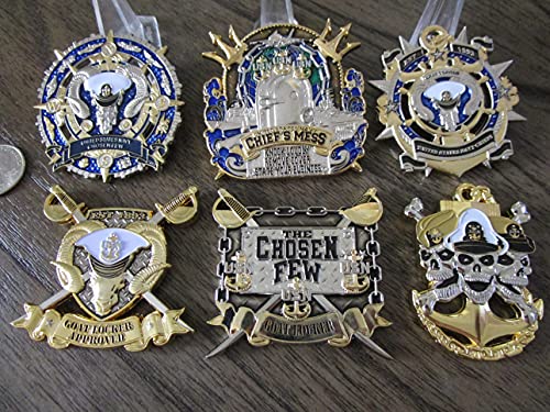 Set of 6 USN CPO Navy Chief Goat Locker Chief Petty Officer Challenge Coins