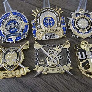 Set of 6 USN CPO Navy Chief Goat Locker Chief Petty Officer Challenge Coins