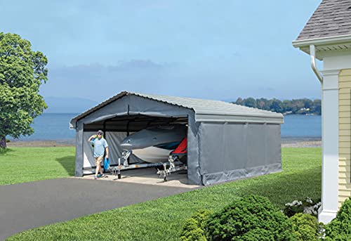 Arrow Carports Enclosure Kit for Galvanized Steel Carport, Fabric Carport Wall Panels, 20' x 20' x 7'