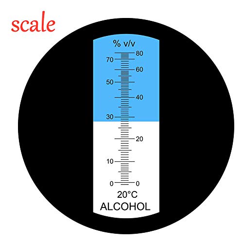 Alcohol Refractometer of 0-80% Volume Percent Scale Range, for Alcohol Content Measurement in Alcohol Liquor Production, Distilled Beverages, Homebrew, with Automatic Temperature Compensation Function