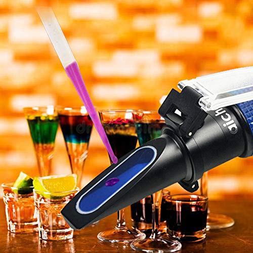 Alcohol Refractometer of 0-80% Volume Percent Scale Range, for Alcohol Content Measurement in Alcohol Liquor Production, Distilled Beverages, Homebrew, with Automatic Temperature Compensation Function