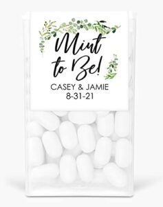 wedding favors tic tac labels mint to be, bridal shower favor, engagement party favor, greenery leaf - set of 24 labels