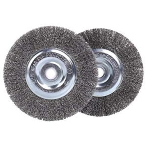 6 inch wire wheel for bench grinder,coarse crimped wire 0.012-inch with 1/2'' and 5/8'' arbor hole,2pcs