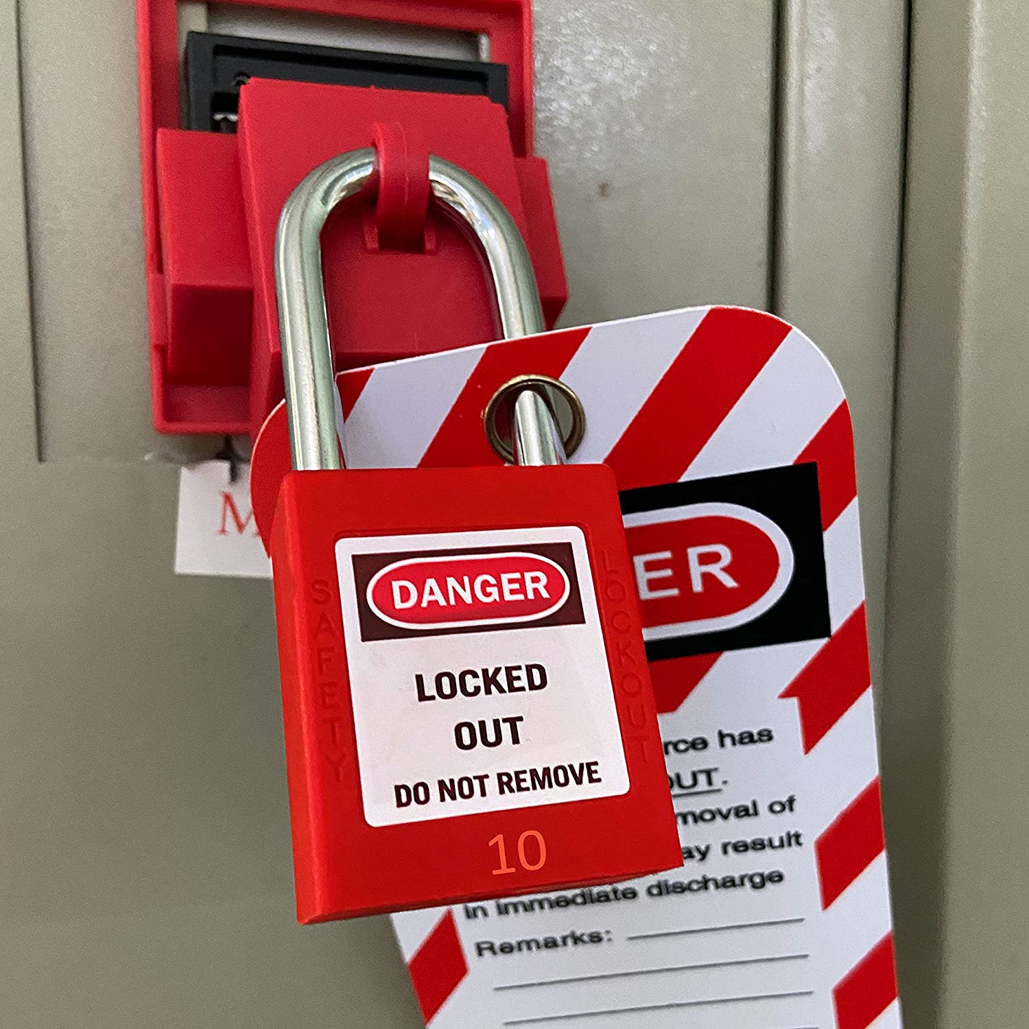 SAFBY Lockout Tagout Locks, Safety Padlock, Keyed Differently Loto Safety Padlocks for Lock Out Tag Out Kits Station (Red 1-10)