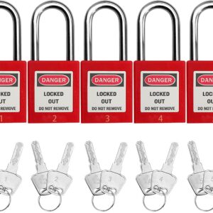 SAFBY Lockout Tagout Locks, Safety Padlock, Keyed Differently Loto Safety Padlocks for Lock Out Tag Out Kits Station (Red 1-10)