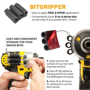 Spider Tool Holster - BitGripper v2 - Pack of Two - High Strength 3M Adhesive Drill add-on for Easy Access to six Driver bits on The Side of Your Power Drill or Driver!