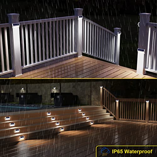 ROSHWEY Solar Outdoor Lights, 10 Pack Solar Fence Lights with 30LED Waterproof Backyard Lighting Stainless Steel Lamp for Deck Courtyard Patio Pool