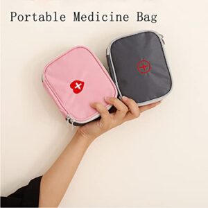 Linsiter Portable Empty First Aid Bag Small Size, Mini Travel Medicine Pouch Double Zippers Handy Pills Pocket for Travel Home (Gray)