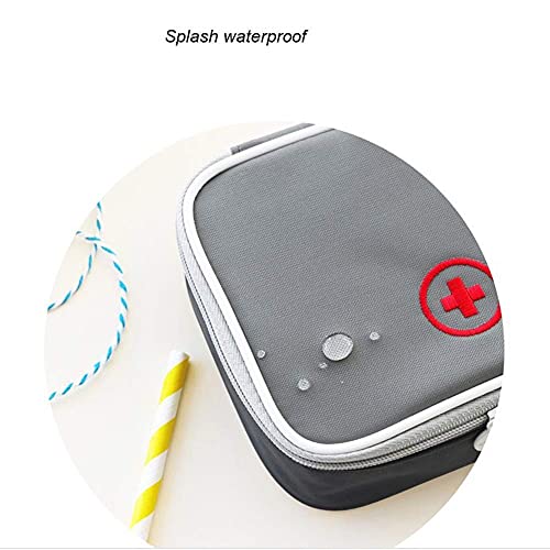 Linsiter Portable Empty First Aid Bag Small Size, Mini Travel Medicine Pouch Double Zippers Handy Pills Pocket for Travel Home (Gray)