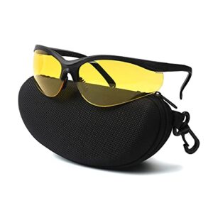 lanetop shooting glasses for men and women, anti fog ansi z87.1 safety glasses with hard shell case, uv400 eye protection for shooting range glasses, yellow lens