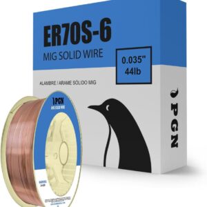 PGN Solid MIG Welding Wire - ER70S-6-0.035 Inch, 44 Pound Spool - Mild Steel MIG Wire with Low Splatter and High Levels of Deoxidizers - For All Position Gas Welding