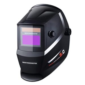 monster&master welding helmet, true color auto darkening welding helmet, 2 arc sensor wide shade, large viewing screen, welding helmets for men, mm-003