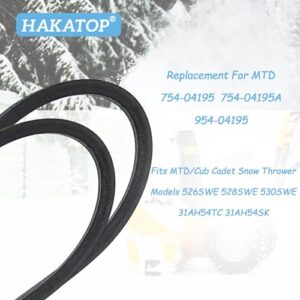 1/2" x 37" Snow Thrower Auger Belt Replace MTD 754-04195 954-04195A Cub Cadet 26" 3 Stage Snow blowers