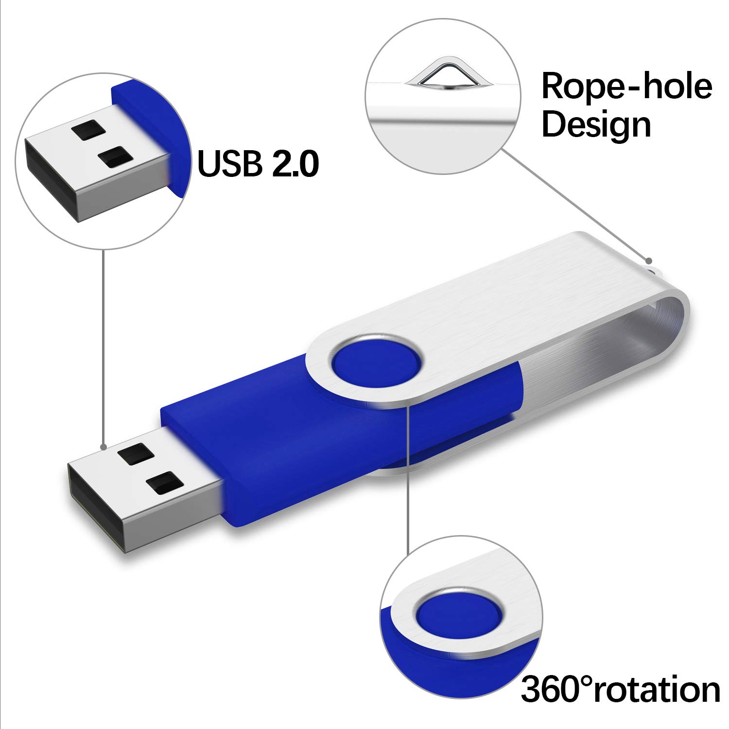 KEXIN USB Flash Drive 32gb Thumb Drive 10 Pack 32 GB Flash Drives Bulk USB Jump Drive Memory Stick Data Storage Pen Drive, Blue