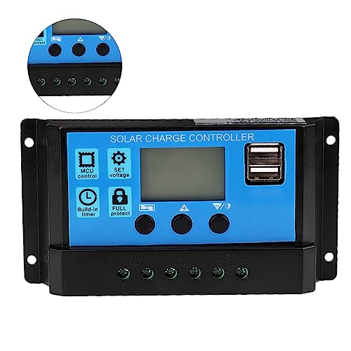 Solar Charge Controller, 60A/50A/40A/30A/20A/10A 12V 24V Auto Solar Charge Controller PWM Controller (60A)