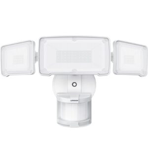 lepower led security lights motion sensor light outdoor, 38w 4200lm light, 5500k, ip65 waterproof, 3 head detected flood for garage, yard, porch (white)