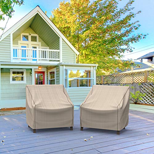 Budge P1W02PM1-2PK English Garden Patio Chair Cover (2 Pack) Heavy Duty and Waterproof, Large, Tan Tweed