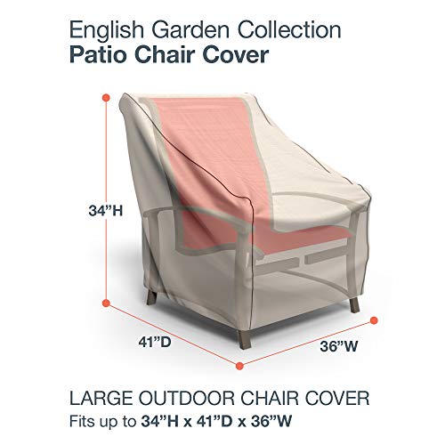 Budge P1W02PM1-2PK English Garden Patio Chair Cover (2 Pack) Heavy Duty and Waterproof, Large, Tan Tweed