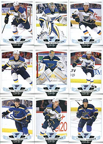 2019-20 O-Pee-Chee Hockey St. Louis Blues Team Set of 18 Cards: Vladimir Tarasenko(#37), Jordan Binnington(#43), Jaden Schwartz(#52), Oskar Sundqvist(#134), Jake Allen(#220), Joel Edmundson(#235), Colton Parayko(#236), Jay Bouwmeester(#264), Robert Thomas