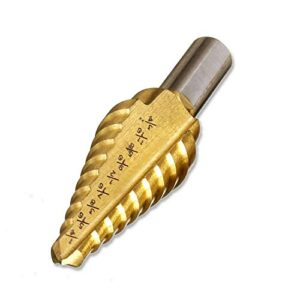 Saiper Titanium Step Drill Bit 1/4" to 3/4" (9 Step Sizes) High Speed Steel Triangle Handle Step Drill Bits Drill Holes for Plastic, Aluminum, PV Plate