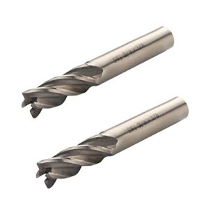 utoolmart 3/8" cutting hssal spiral drill bit straight end mill cutter 4 flute with 3/8" shank 2pcs